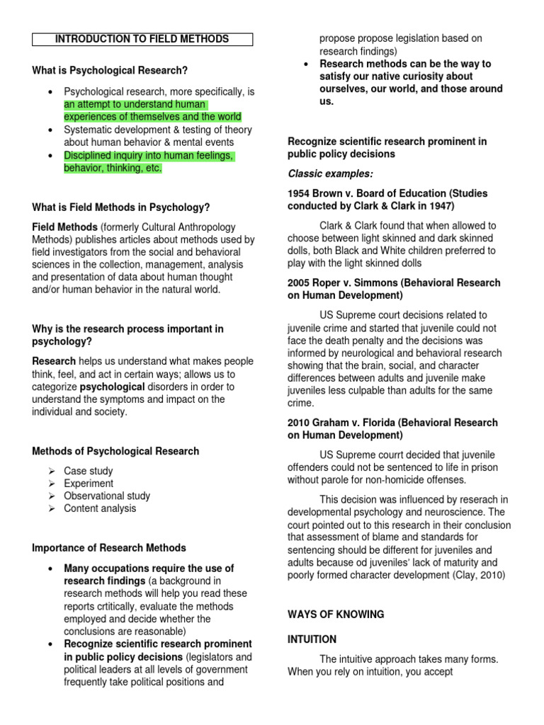 Introduction To Field Methods | PDF | Science | Psychology