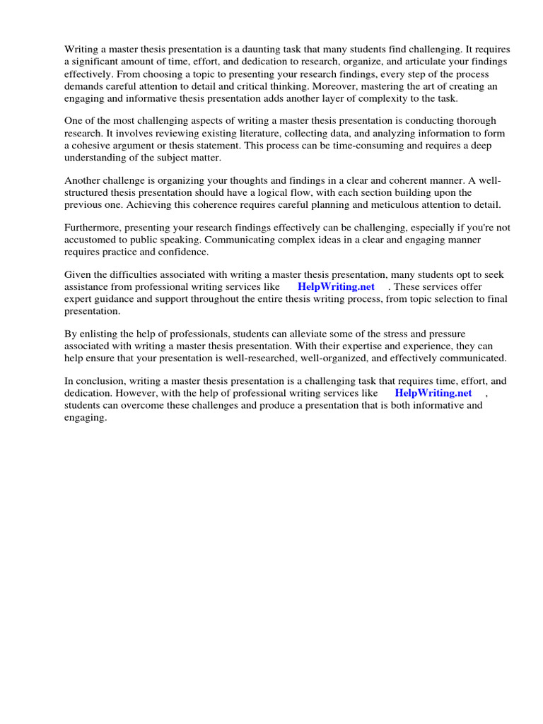 How To Write Master Thesis Presentation | Download Free PDF | Thesis ...