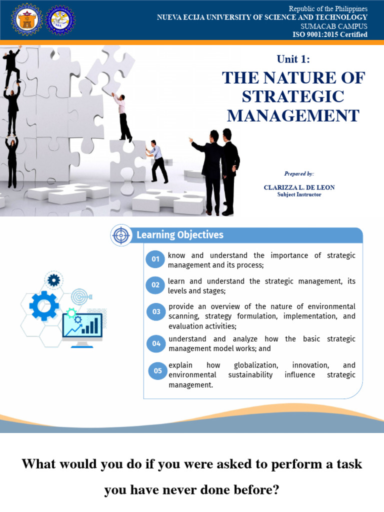 01 LU 1. The Nature of Strategic Management Powerpoint | PDF ...