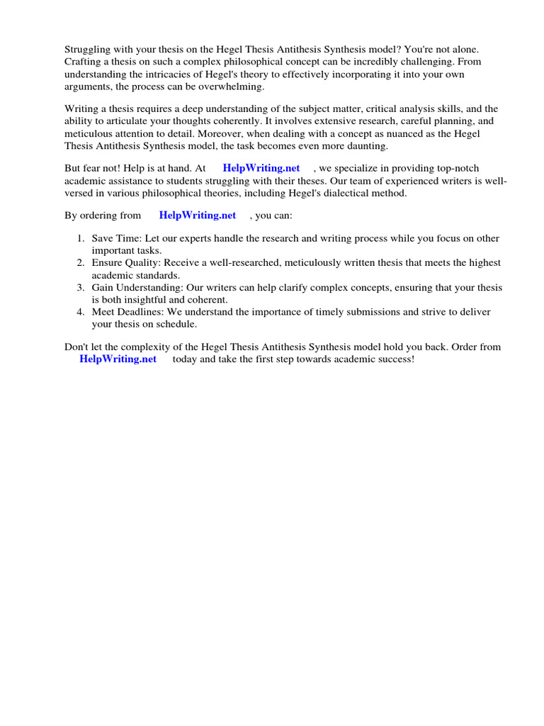 Hegel Thesis Antithesis Synthesis Model | PDF