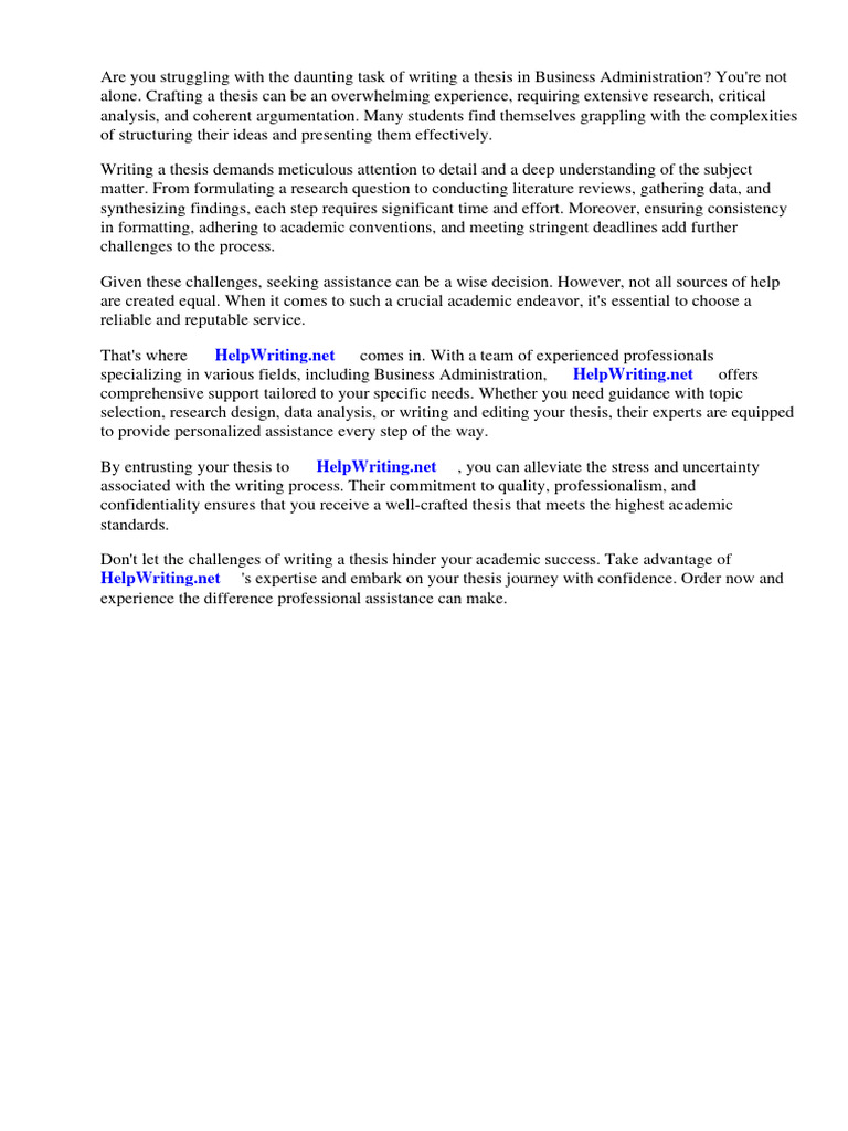 Sample Thesis Title Business Administration | PDF | Thesis