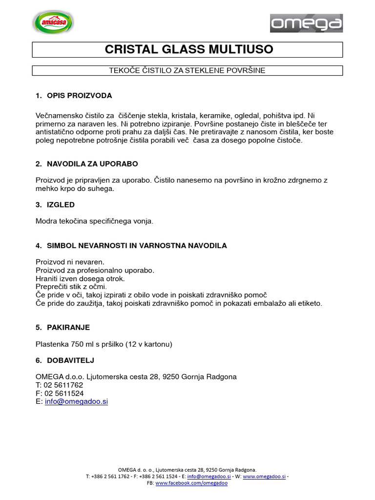 Nzu Cristal Glass Multiuso Omega | PDF