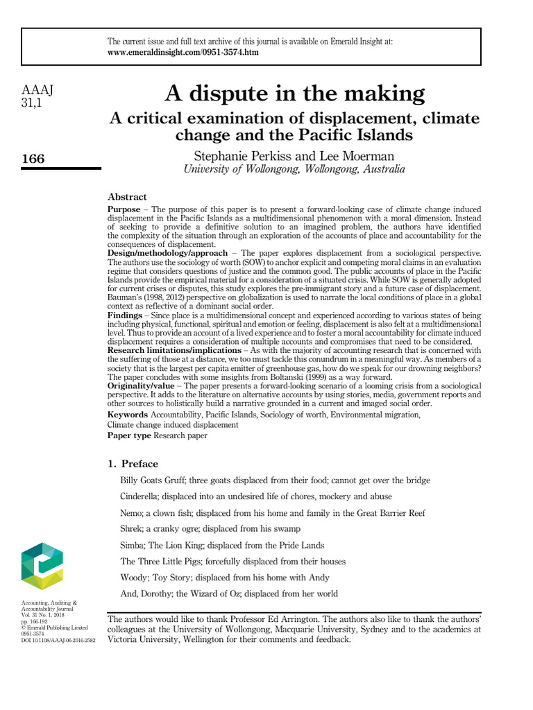 A Dispute In The Making A Critical Examination Of Displacement Climate