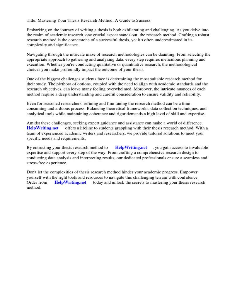 Thesis Research Method | PDF | Methodology | Thesis