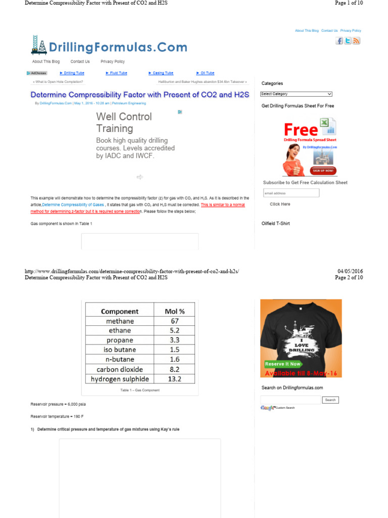 Determine Compressibility Factor With Present of CO2 and H2S | PDF ...