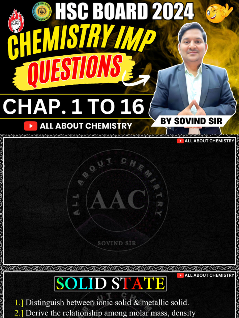 Imp Questions Chemistry For HSC Board Exam 2024 | PDF