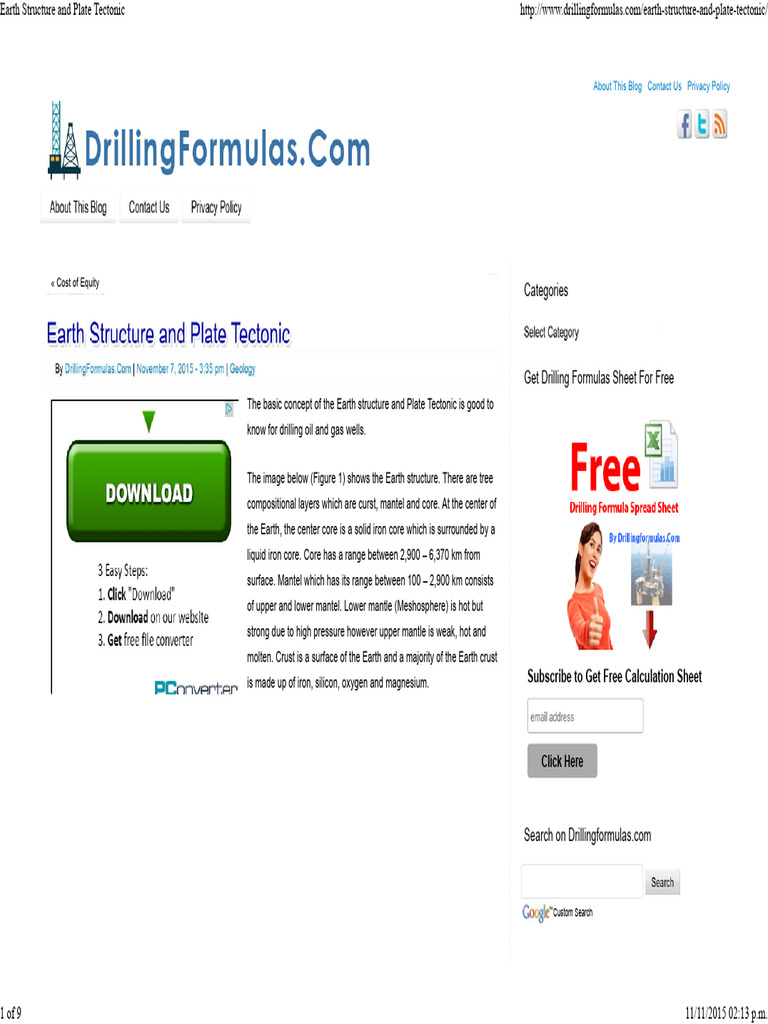 Earth Structure and Plate Tectonic | PDF