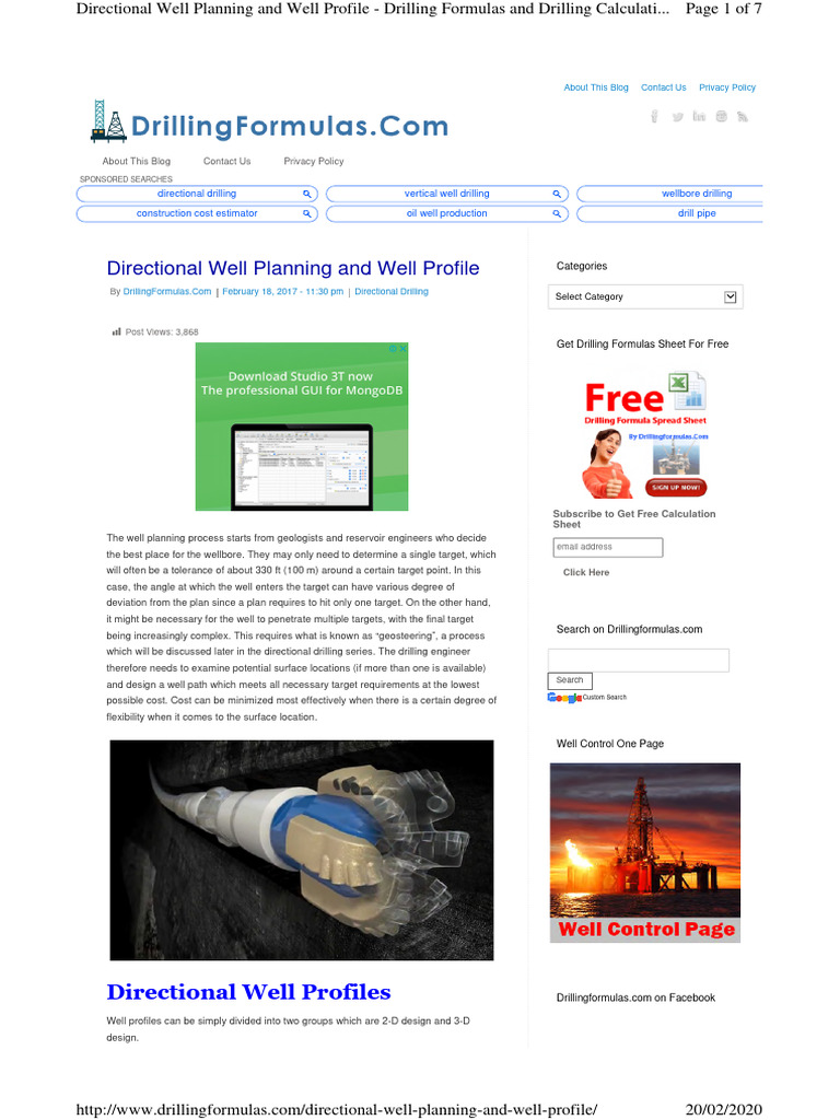 Directional Well Planning and Well Profile | PDF | Oil Well | Internet ...