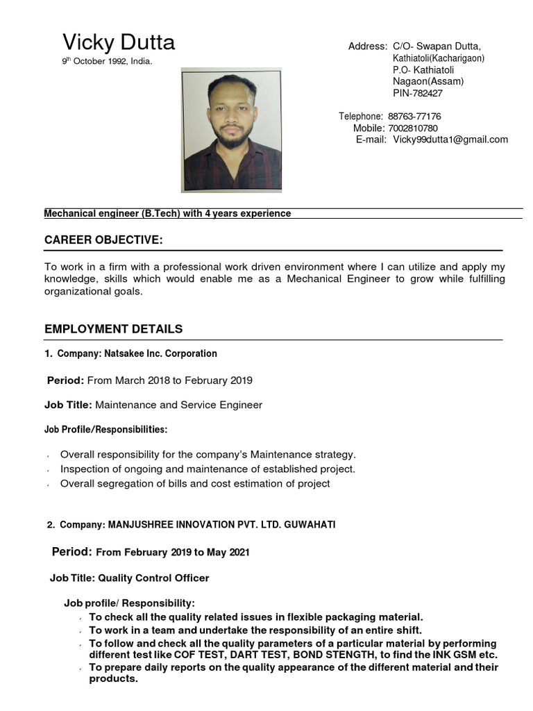 Vicky Dutta CV | PDF