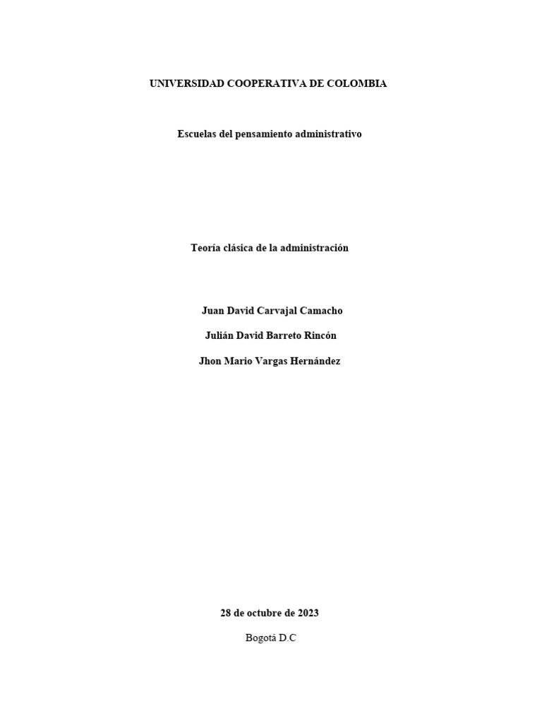 Evento Evaluativo 3 Informe Escrito Final ESCUELAS PENSAMIENTO ADMON | PDF