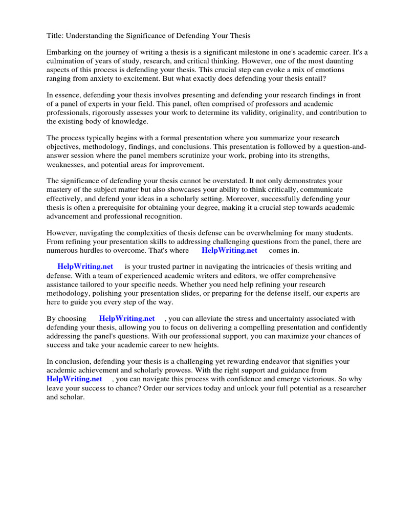 What Does Defending Your Thesis Mean | PDF