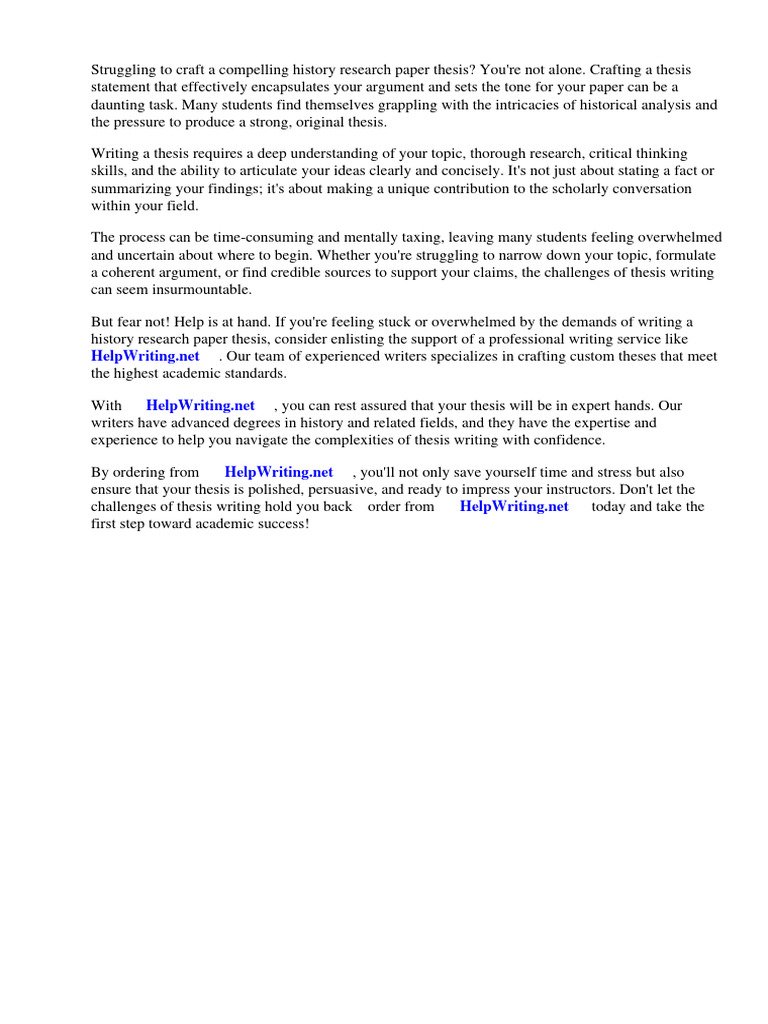 Examples of History Research Paper Thesis | PDF