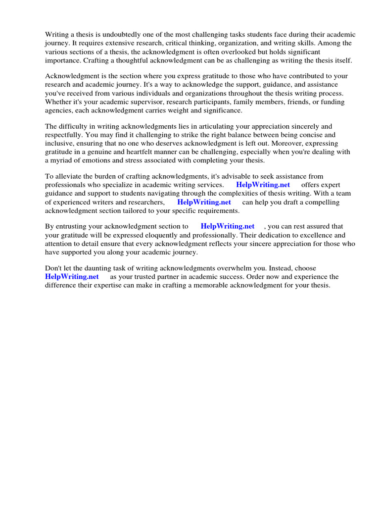 How To Write Acknowledgment For Thesis | PDF How To Write Acknowledgment For Thesis | PDF