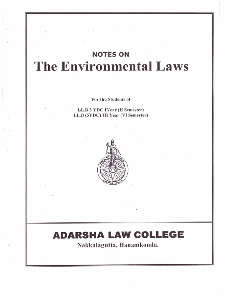 Kakatiya University - LLB - Sem 1-Environmental Law - 1 | PDF