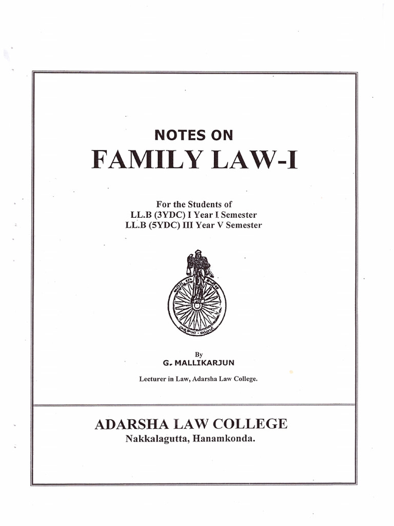 Kakatiya University - LLB - Sem 1-Family Law - 1 | PDF