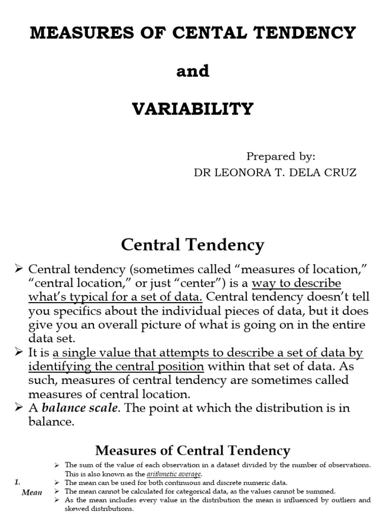 Adv Stat Central Tendency Variations | PDF