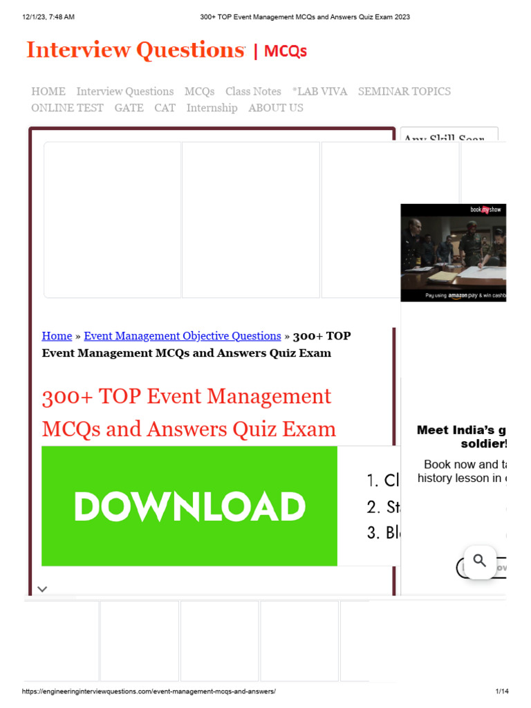 300+ TOP Event Management MCQs and Answers Quiz Exam 2023 | PDF ...