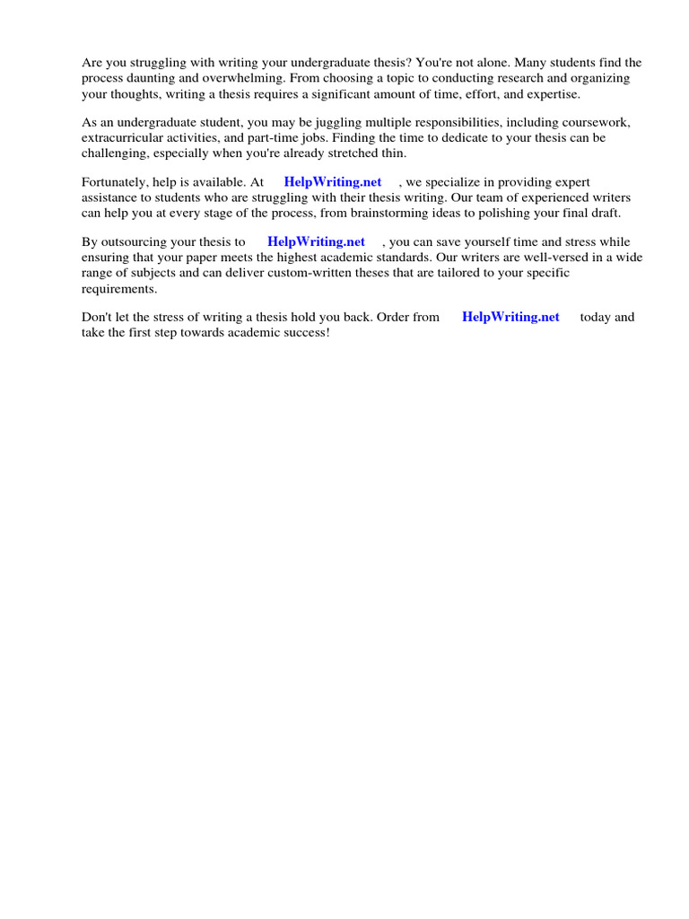 Do Undergraduate Write Thesis | PDF | Thesis