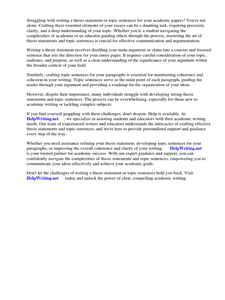 Teaching Thesis Statements and Topic Sentences | PDF