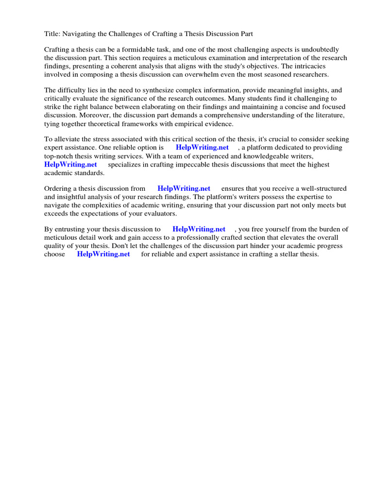 How To Write Thesis Discussion Part | PDF | Thesis | Essays