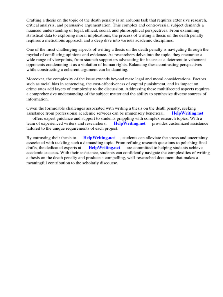 Thesis For Death Penalty Essay | PDF