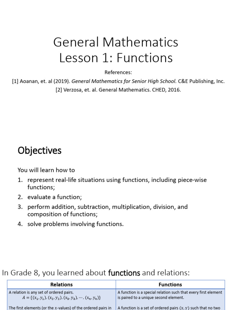 GM Lesson 1 Functions | PDF | Function (Mathematics) | Logarithm