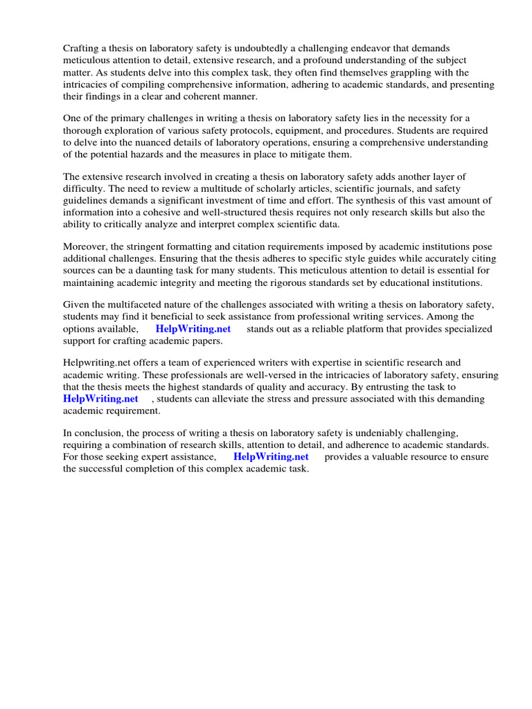 Thesis On Laboratory Safety | PDF | Laboratories | Safety