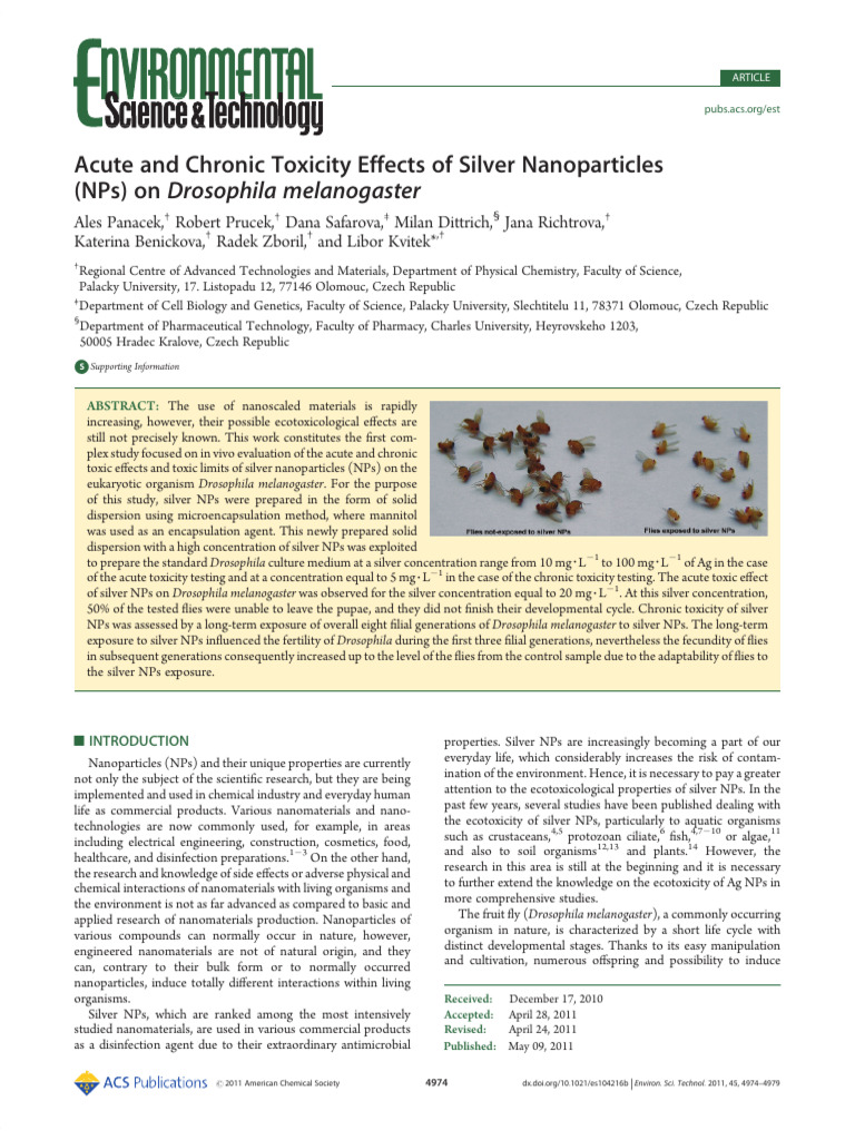 Acute and Chronic Toxicity Effects of Silver Nanoparticles (NPS) On ...