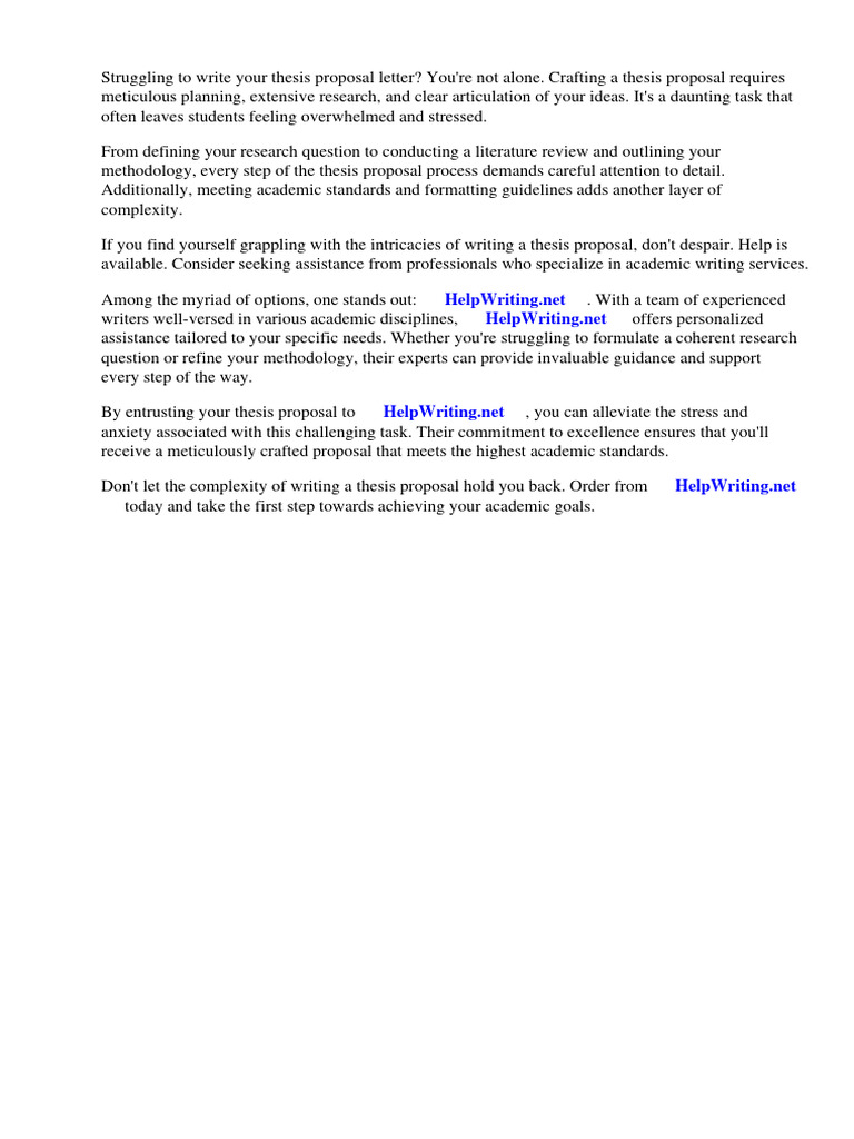 Example of Thesis Proposal Letter | PDF