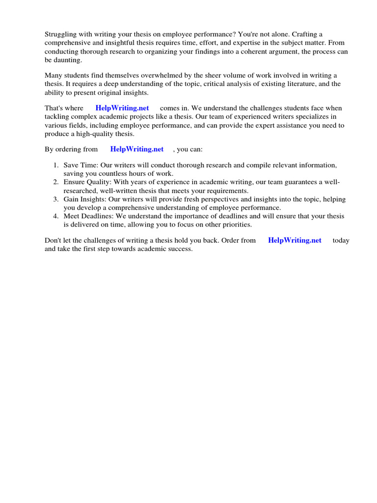 Sample Thesis Employee Performance | PDF | Motivation | Motivational