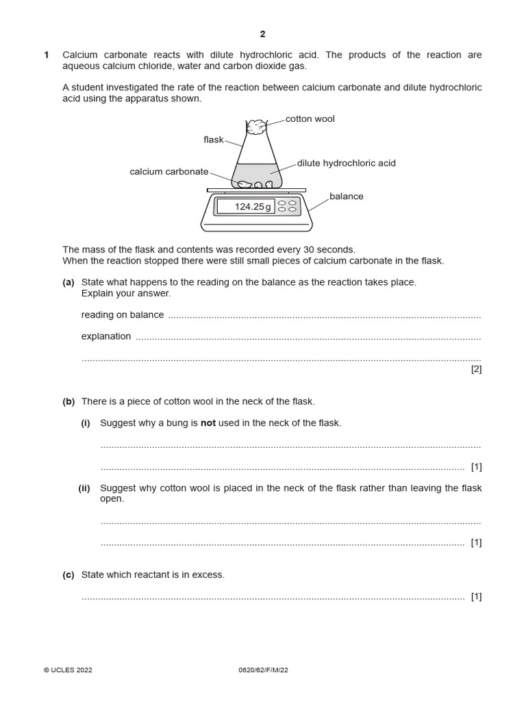 Chemistry Past Paper | PDF | Acid | Chemical Reactions
