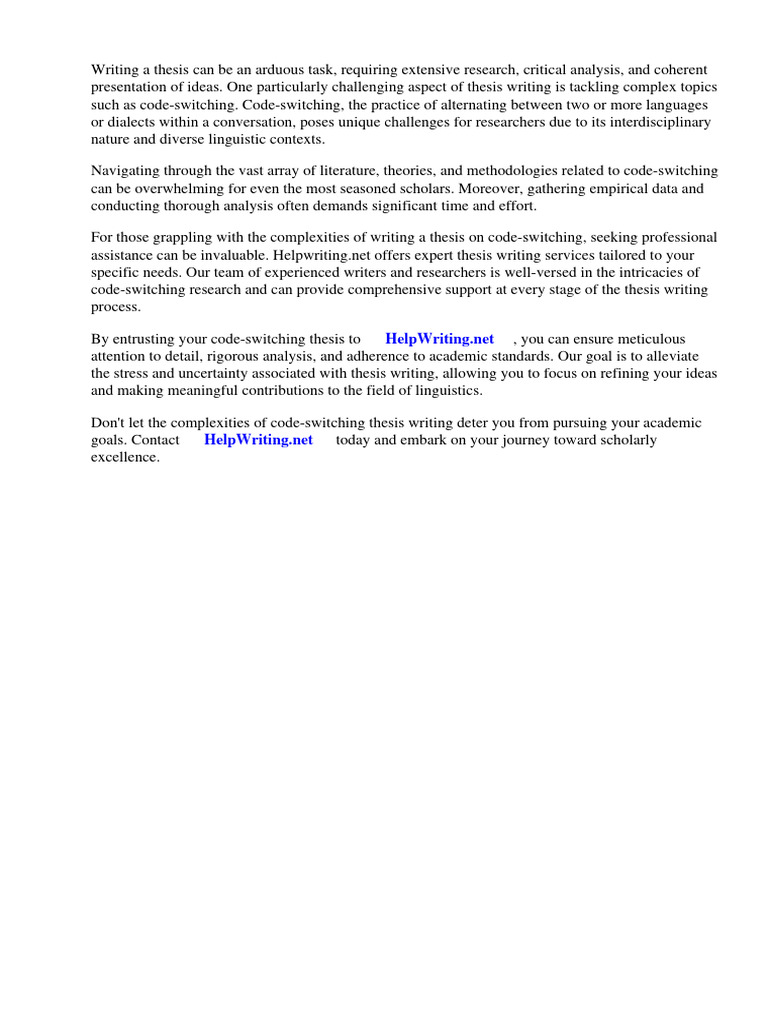 Code Switching Thesis PDF | PDF | Multilingualism | Applied Linguistics