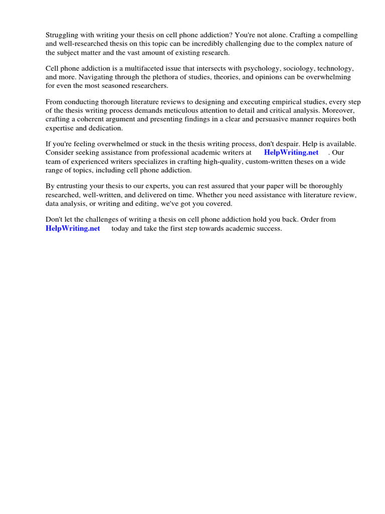 Cell Phone Addiction Thesis | PDF | Mobile Phones | Smartphone