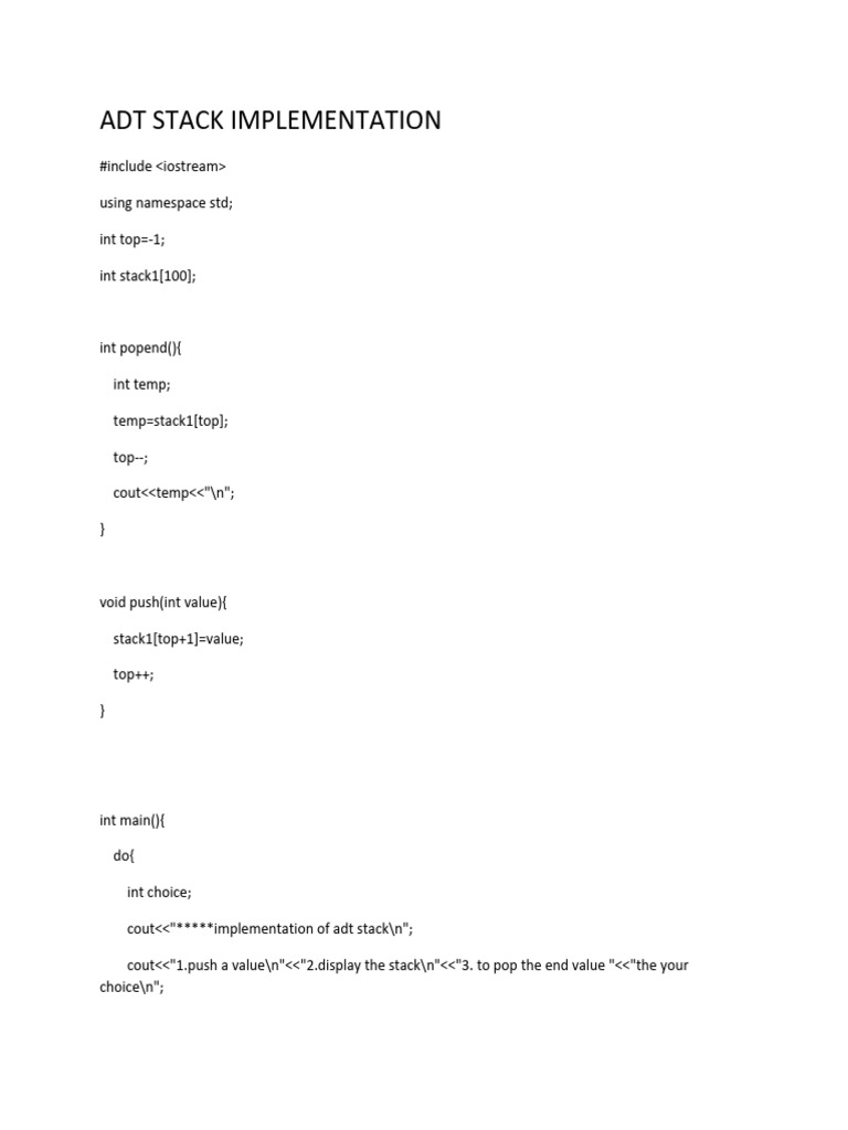 Dsa Stack Implementation | PDF Dsa Stack Implementation | PDF