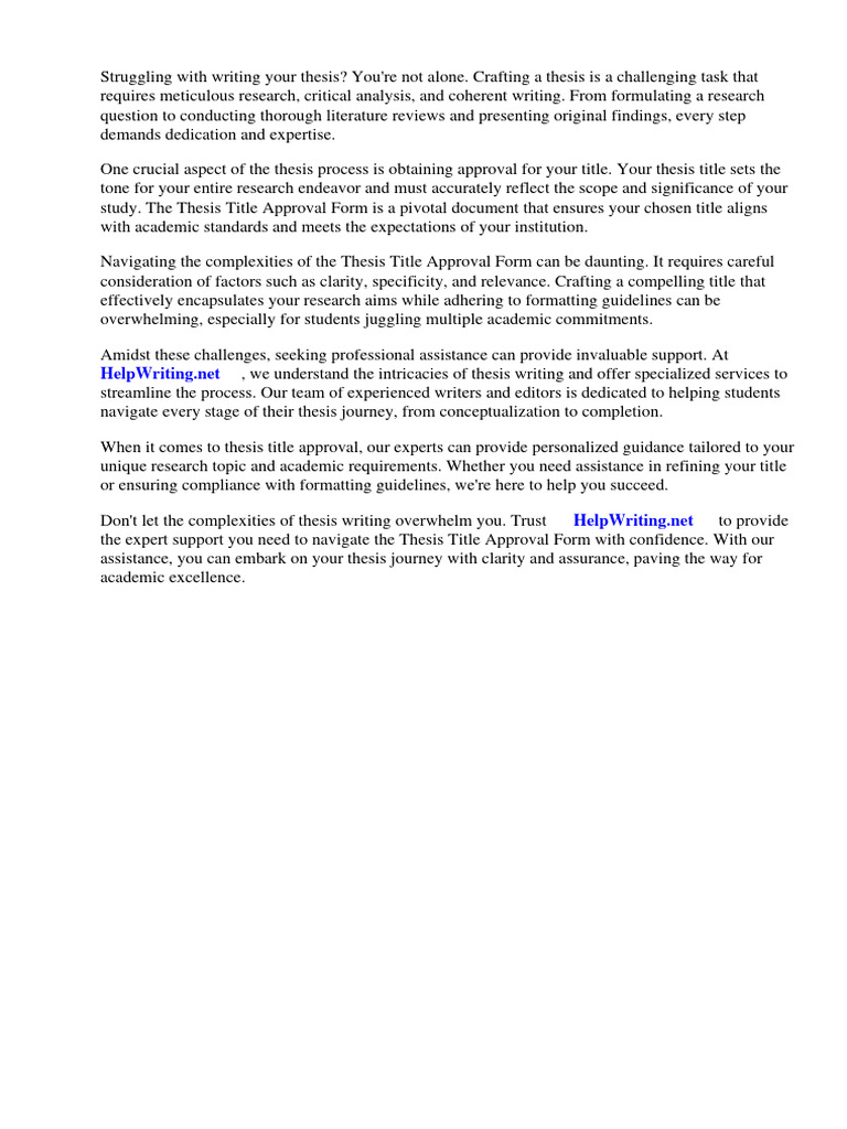 Thesis Title Approval Form | PDF | Thesis