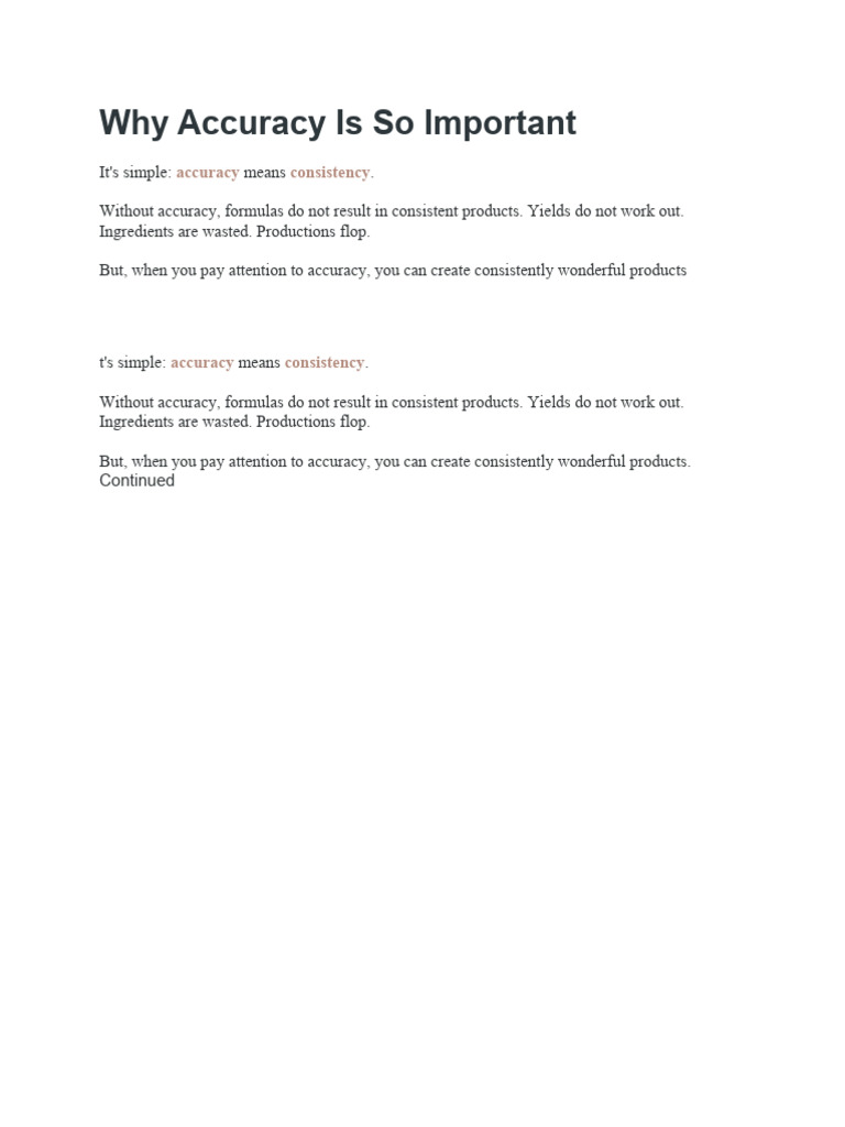Why Accuracy is So Important Bakery & Pastry | PDF