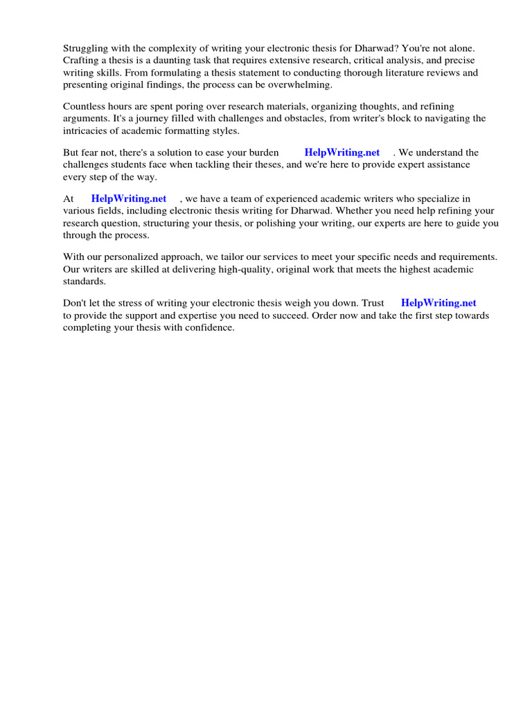 Electronic Thesis of Dharwad | PDF | Thesis | Academic Publishing