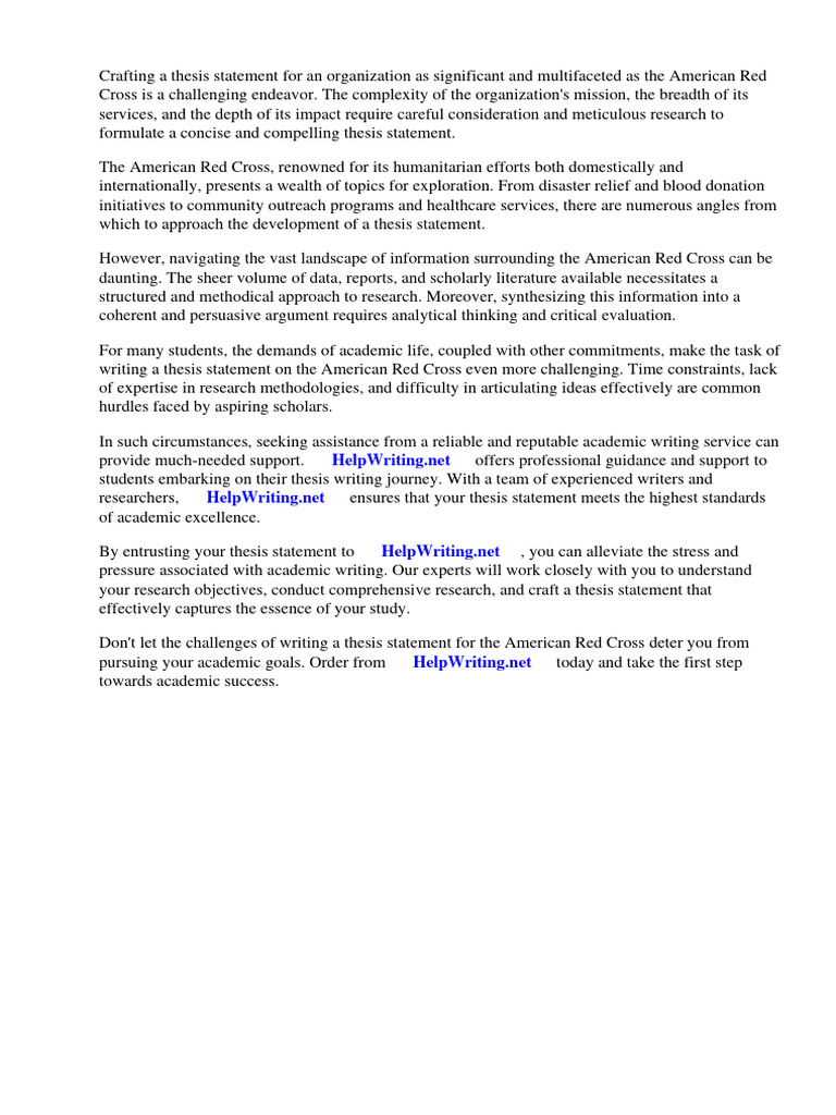 Thesis Statement For American Red Cross | PDF | American Red Cross | Brand