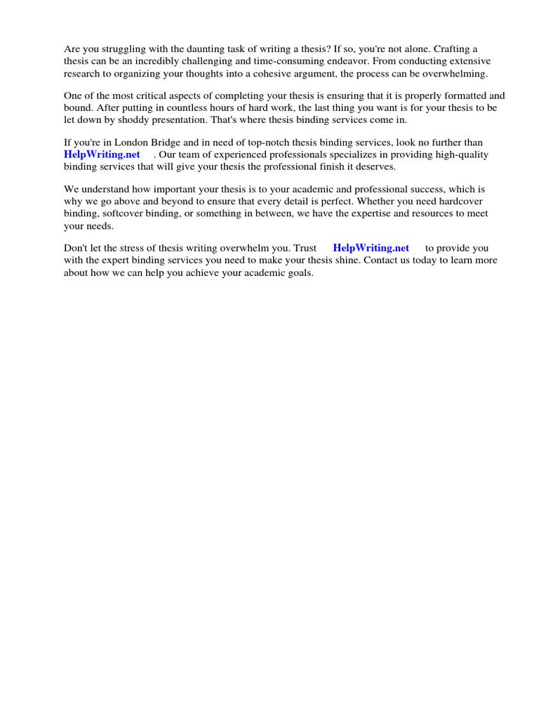 Thesis Binding London Bridge | PDF