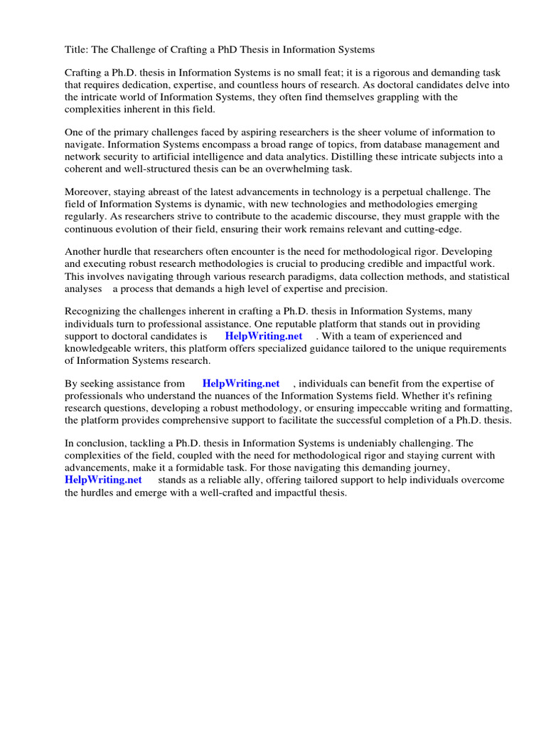 PHD Thesis Information Systems | Download Free PDF | Thesis | Doctor Of ...