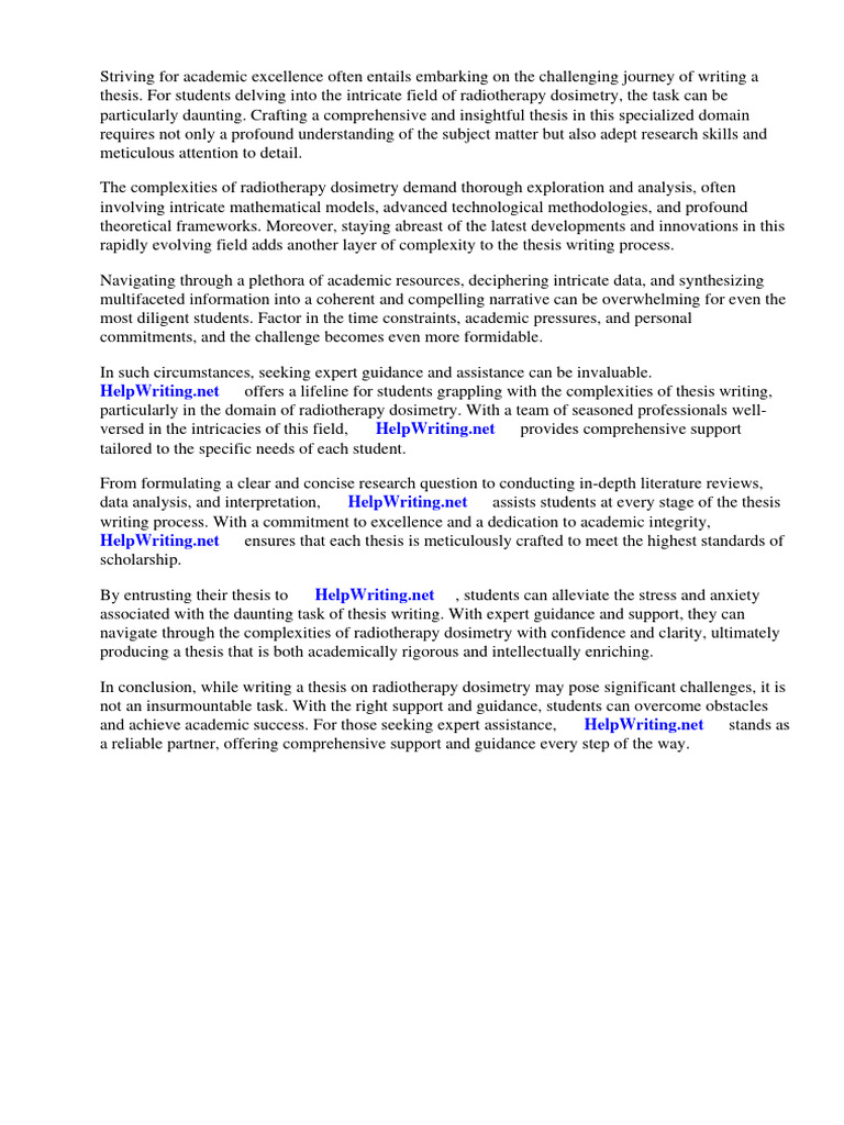 Thesis On Radiotherapy Dosimetry | PDF