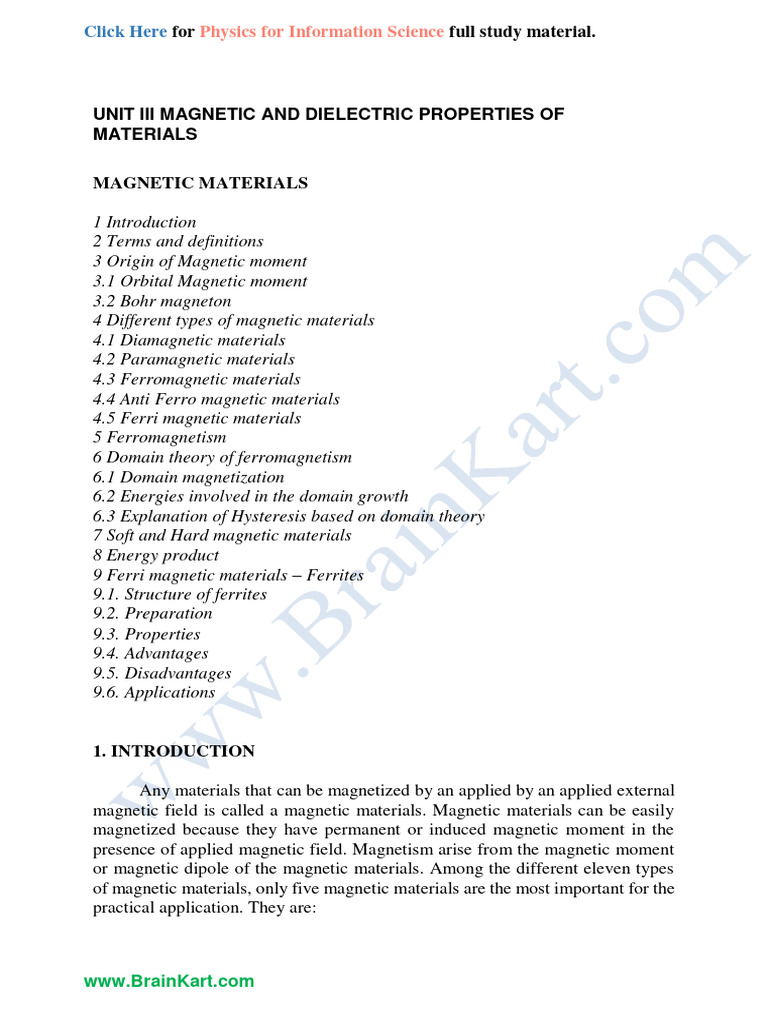 Materials Magnetic Property | PDF | Magnetism | Ferromagnetism
