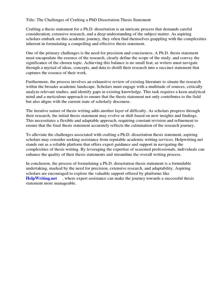 PHD Dissertation Thesis Statement | PDF | Thesis | Shock (Circulatory)