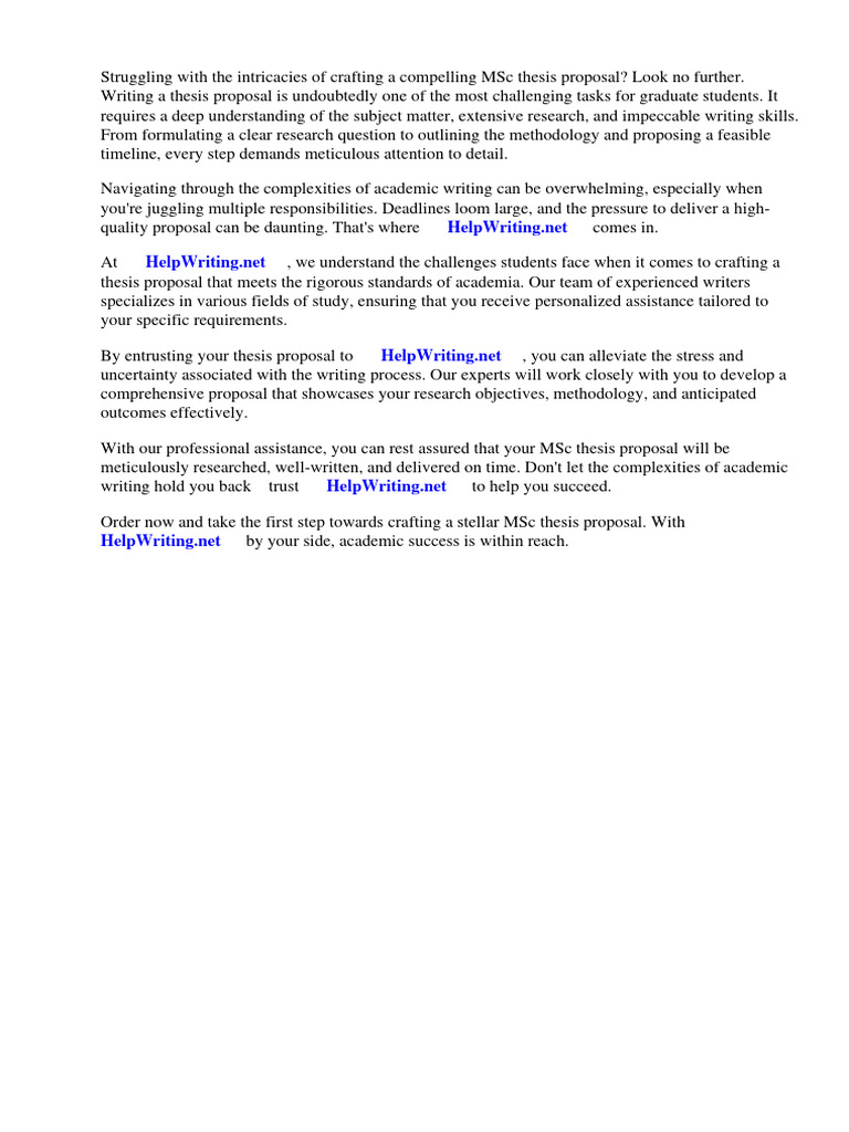 MSC Thesis Proposal Example | PDF