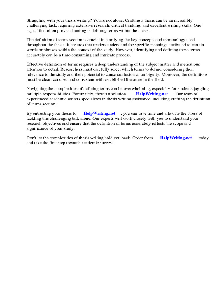 Definition of Terms Thesis Writing | PDF Definition of Terms Thesis Writing | PDF
