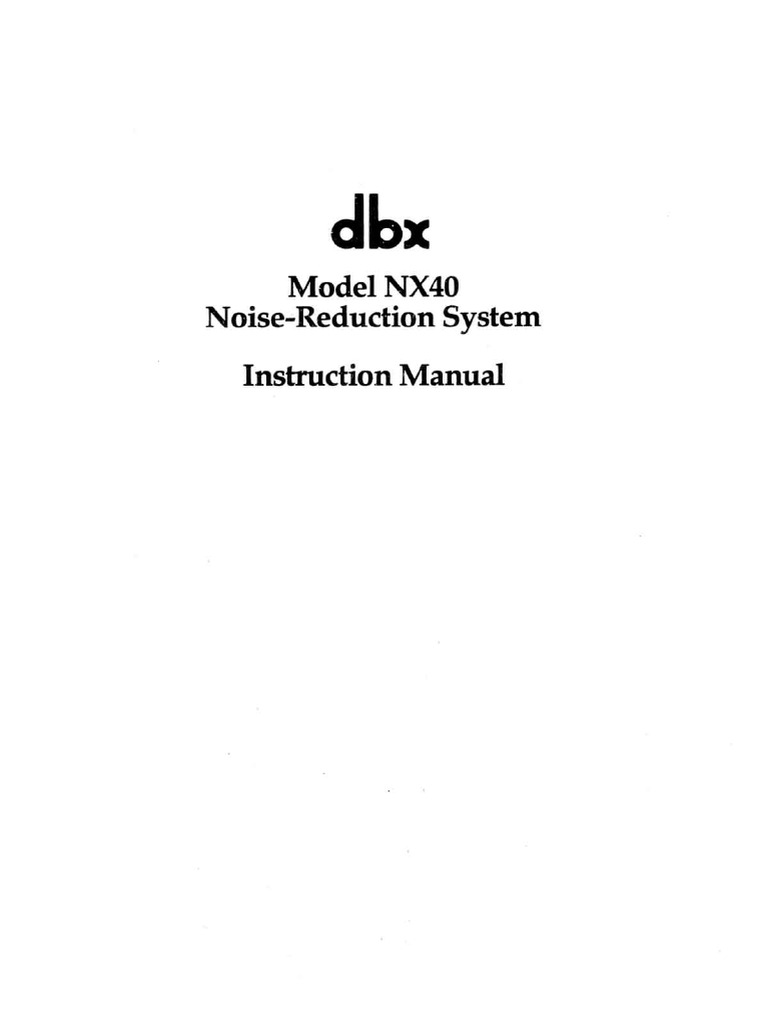 DBX NX 40 Owners Manual | PDF