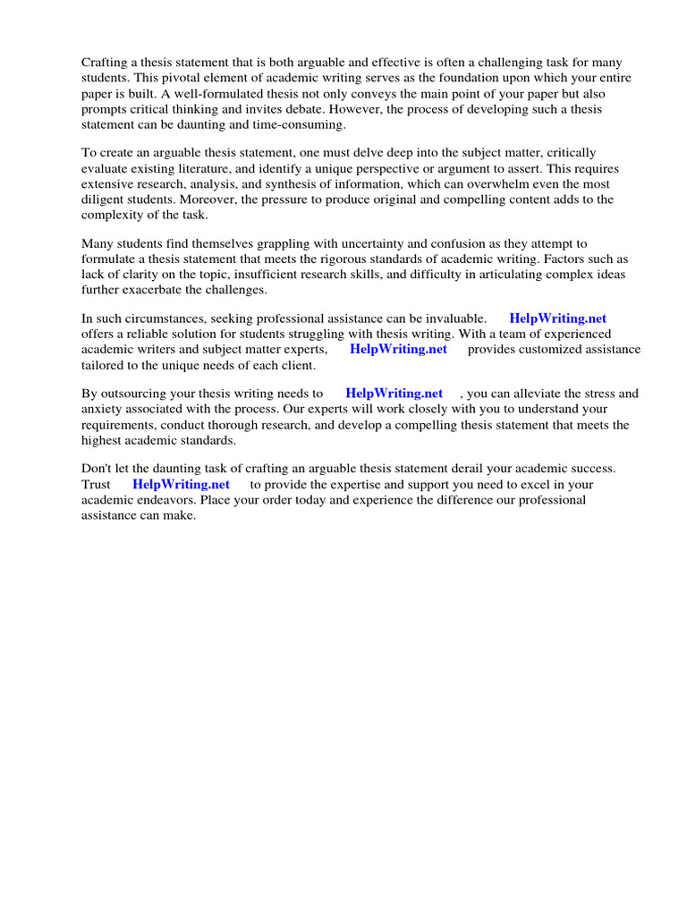 How To Create An Arguable Thesis Statement | PDF | Essays | Idea
