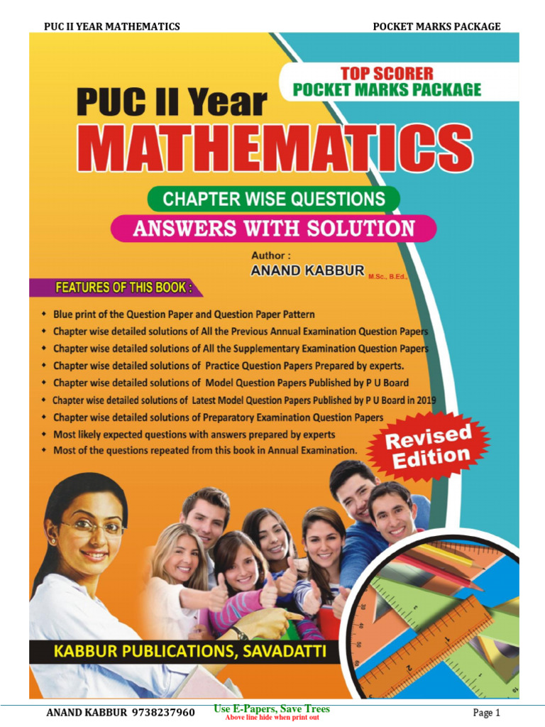 PUC II Mathematics Pocket Marks Package | PDF | Mathematical Concepts ...