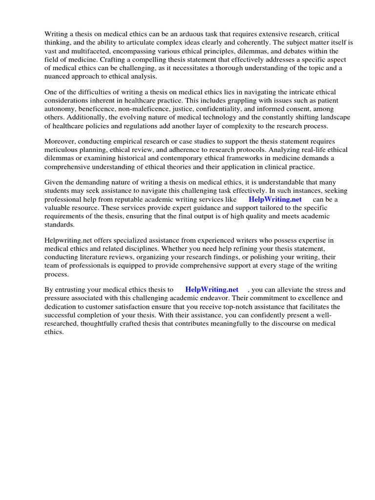 Medical Ethics Thesis Writing Guide | PDF | Medical Ethics | Informed Consent