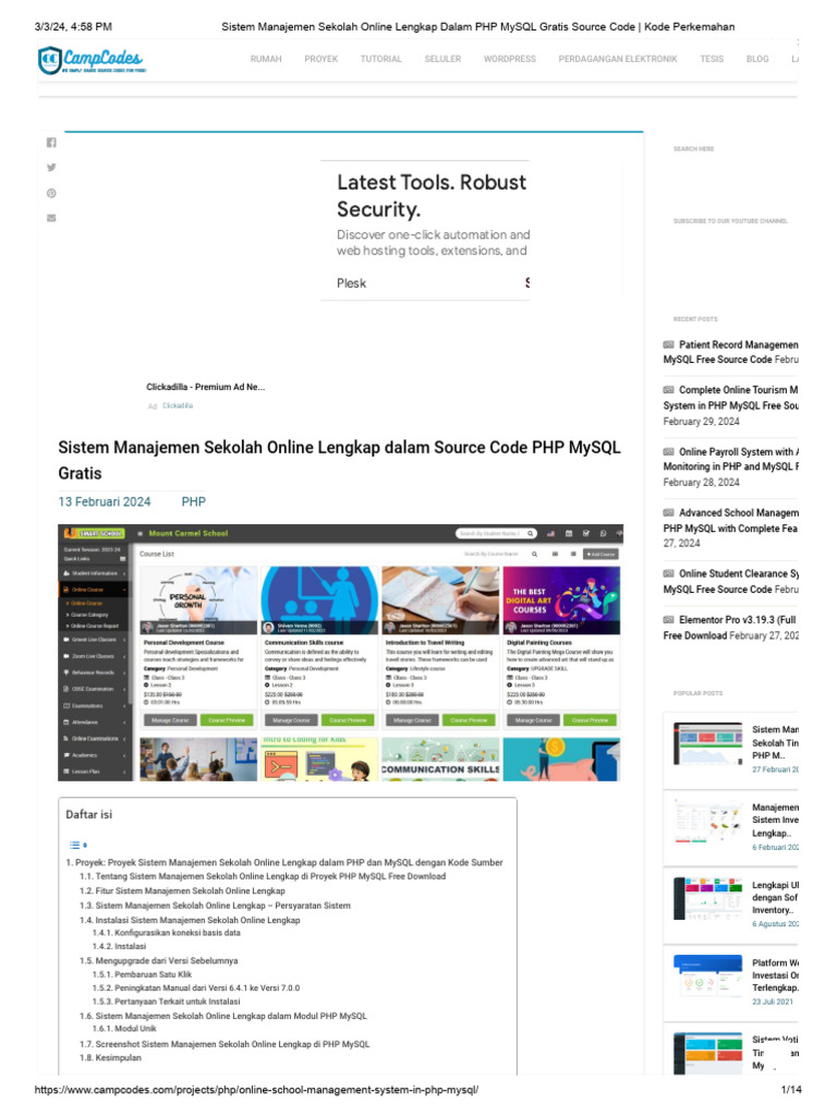 Sistem Manajemen Sekolah Online Lengkap Dalam PHP MySQL Gratis Source ...